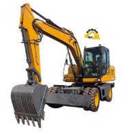 China Mini Wheeled Excavator 1.2 Ton 4505mm Digging Depth Hydraulic Cylinder for sale