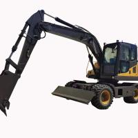 China 1360 kg Hydraulic Wheel Digger Excavator 0.6m³ Bucket 93 kW for Excavation for sale