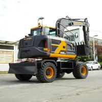 China Moving Type Wheel Excavator with Supporting Legs 8.5 Ton 9 Ton XN85 XN90 PW85 PW90 PW150 for sale