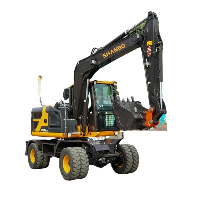 China 8.5 Ton 9 Ton Wheel Excavator Digger with Supporting Legs 8200kg 0.3m3 Bucket for sale