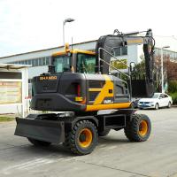 China 8.5 Ton 9 Ton Wheel Excavator Digger with Supporting Legs 8200kg 0.3m3 Bucket for sale
