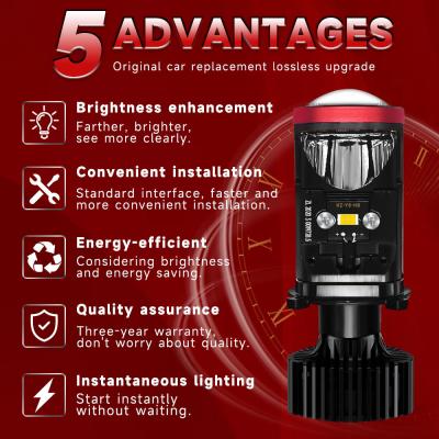 China 12V 45W H4 LED Projector Headlight Bulb 4800lm 6000K Polycarbonate Lens Plug and Play for sale