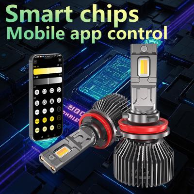 China H11 APP Controlled Tri Color LED Headlight 6800LM Dual Copper Cooling IP68 12V for sale