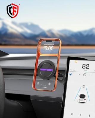 China Aluminum Alloy Magnetic Car Phone Holder MagSafe Dashboard Mount for New Energy Vehicles 360° Rotation for sale