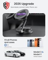 China Aluminum Alloy Magnetic Car Phone Holder MagSafe Dashboard Mount for New Energy Vehicles 360° Rotation for sale