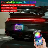 China APP Controlled RGB LED License Plate Frame Smart Color Changing Car Plate Light Universal Fit Acrylic for sale
