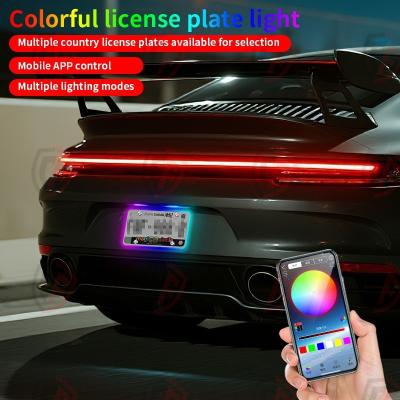 China APP Controlled RGB LED License Plate Frame Smart Color Changing Car Plate Light Universal Fit Acrylic for sale