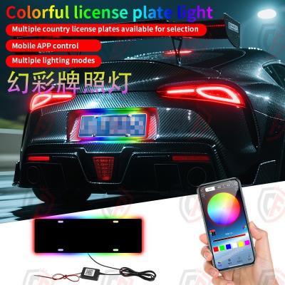 China RGB App Controlled LED License Plate Frame Universal Fit Acrylic Car Ambient Lighting for sale