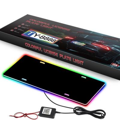 China APP Controlled RGB LED License Plate Frame 12V Color Changing Car Plate Light Universal Fit for sale