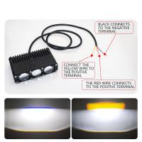 China Universal LED Projector Headlight 60W 3900 Lumens Dual Color Yellow White Driving Lamp for Car Motorcycle for sale