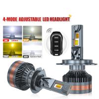 China Tri-Color LED Headlight Bulbs 1200W Remote Control Canbus Error Free Kit H1 H4 H7 H11 9005 9006 for sale