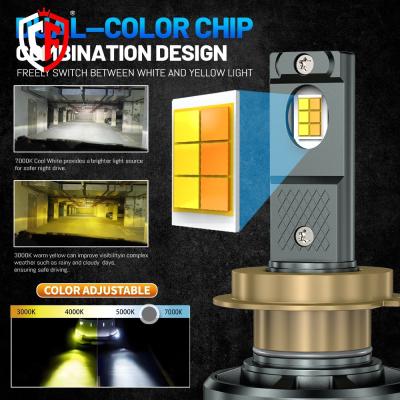 China LED Car Headlight Bulbs Canbus No Error 12V 8800W Aviation Aluminum Housing Three-Color Flash for sale