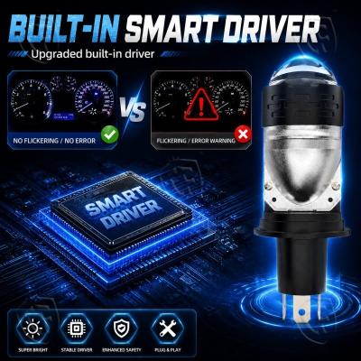 China H4 LED Headlight Bulb 6500K 24W Dual Beam Mini Projector IP67 Waterproof Plug and Play for sale