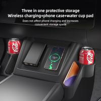 China Tesla Model Y Juniper 2025 Custom Console Insert with Qi Wireless Charging and Anti-Slip Silicone Pad for sale