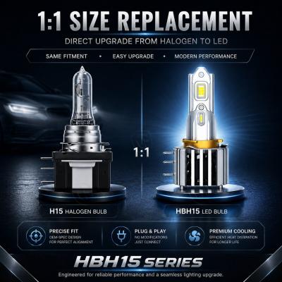 China CF H15 LED Headlight Bulb 6500K Cool White IP68 Waterproof DC9V-16V Wide Voltage for Automotive Upgrade for sale