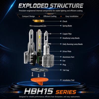 China CF H15 LED Headlight Bulbs 6500K Cool White IP68 Waterproof 50000 Hours for Auto Parts Wholesale for sale