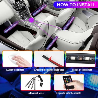 China RGB Music Activated Automotive Interior Mood Lamp with 12V Universal Power and 50,000+ Hours Lifespan for sale
