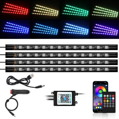 China Music Reactive Car Interior LED Lighting with Smartphone APP Control and Universal Fit Auto Cabin Mood Lighting Kit for sale