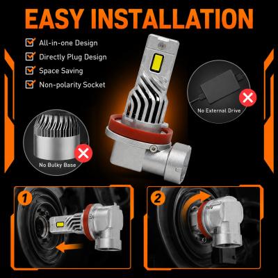 China F35 LED Headlight Bulbs with 50,000 Hours Lifespan Plug and Play Design and Cooling Fan for Universal Cars for sale