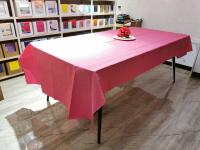 China Disposable Hot Pink Paper Tablecloth 137x180cm Waterproof Plastic Table Cover for Party for sale