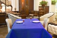 China Royal Blue Rectangular Paper Tablecloth 54x108 Inch Plastic Lined Waterproof Disposable for sale