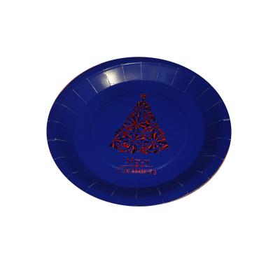 China Gold Foil 7 Inch Paper Plates 48 Pack Heavy Duty Wood Pulp Disposable Party Plates for sale