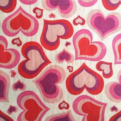 China Romantic Heart Valentine Paper Napkins 2ply 40x40cm Decorative Serviettes for Party Wedding Hotel for sale