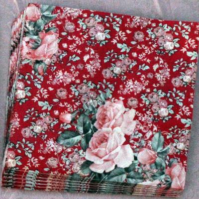 China 2 Ply Decorative Paper Napkins 20 Count Red Rose Floral for Tea Party Decoupage for sale