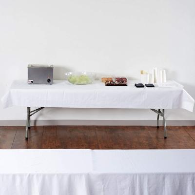 China OUCHAME White Paper Table Cover Roll 54x108in SGS Linen Like Disposable Tablecloths 3 Ply for sale
