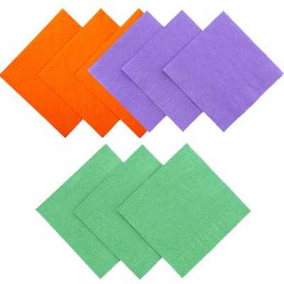 China 50-80gsm 2-Ply Orange Dinner Napkins 1/4 Fold Christmas Paper Serviettes 13x13in for sale