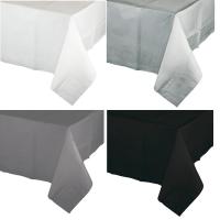 China 137cm Disposable Paper Tablecloths 2ply Paper Plus PE Film Blue Sky Premium for Parties for sale