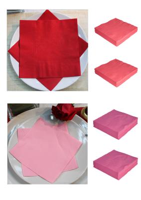 China Hot Pink 2 Ply 33cm Color Paper Napkin for Wedding Luncheon Cafe Use 50pcs Pack for sale