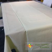 China Disposable White Premium Paper Tablecloths 51gsm With Plastic Table Cover for sale