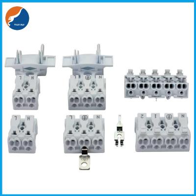 China 2 3 4 5 Ports 450V 24A 0.5-2.5mm2 PA Housing Screwless Push In Wire Connector For LED Light for sale