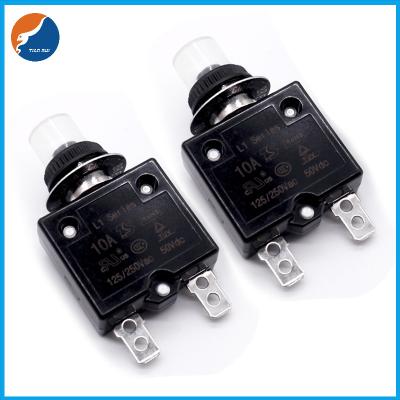 China 13A Bakelite Push Button Resettable Thermal Circuit Breaker Switch With Metal Nut for sale