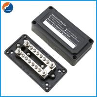 China DC 100A Heavy Duty Marine Busbar Box Brass Nickel Plated 12 Way Screw Dual Row Nylon Base 48V for sale