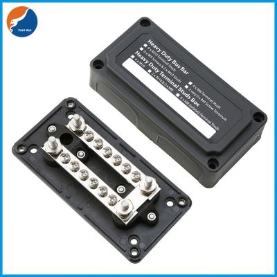 China DC 100A Heavy Duty Marine Busbar Box Brass Nickel Plated 12 Way Screw Dual Row Nylon Base 48V for sale