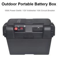 China PP Car Marine Boat Solar Charging Storage Outdoor Camping Battery Box with LED Light for sale