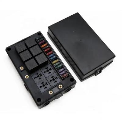 China Car Block Slot Socket Boxes 10 Relays 15 Way Blade Fuses Waterproof Fuse Box With Copper Terminals For Boat Vehicles for sale