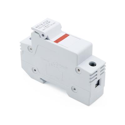 China 63A 690V DIN Rail Mount RT18-63X 14x51mm Cylindrical Single Pole 1P Fuse Base Holder for sale