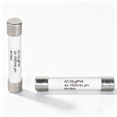 China Photovoltaic Cylindrical Ceramic Fuse 10×57mm Class gPV 1500V DC 2.5A 3A 3.5A 4A 6A for Solar Applications for sale