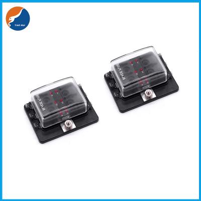 China Moisture-Proof Cover 6 Poles Ways Circuit ATC ATO ATY Auto Fuse Holder Block With Red LED for sale