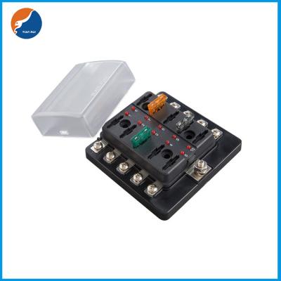 China Indicator Red LED Light 10 Ways Circuit Poles Auto Blade Fuse Box Holder Block for sale