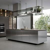 China Customized Size Stainless Steel Kitchen Cabinets Beveled Edge Luxury for sale