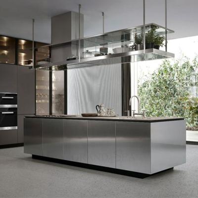 China Customized Size Stainless Steel Kitchen Cabinets Beveled Edge Luxury for sale
