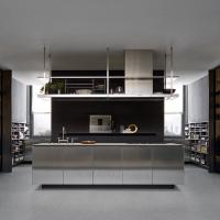 China Customized Size Stainless Steel Kitchen Cabinets Beveled Edge Luxury for sale