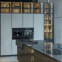 China Customized Size Stainless Steel Kitchen Cabinets Beveled Edge Luxury for sale