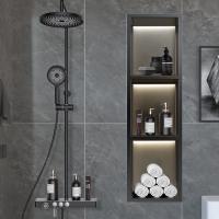 China Double Shelf Shower 316 Stainless Steel Niche In PVD Matte Black Color Coated for sale