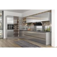 China Gray Gloss Modular Stainless Steel Kitchen Cabinet Set Modern L Shaped for sale