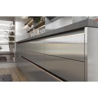 China Gray Gloss Modular Stainless Steel Kitchen Cabinet Set Modern L Shaped for sale